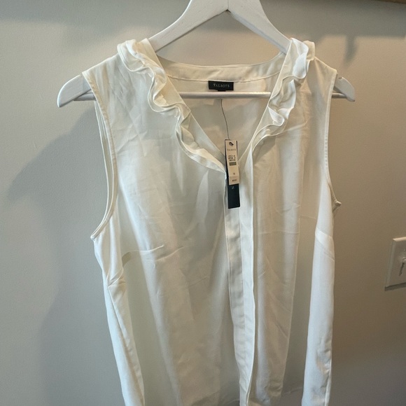 Talbots | Tops | Nwt Talbots White Tank Top With Ruffle Collar | Poshmark